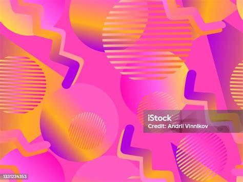 80 년대 스타일의 기하학적 원활한 패턴 다채로운 그라데이션 종이 홍보 자료 및 직물에 인쇄를위한 신디웨이브 및 레트로 웨이브 스타일 배경 벡터 일러스트레이션 0명에 대한
