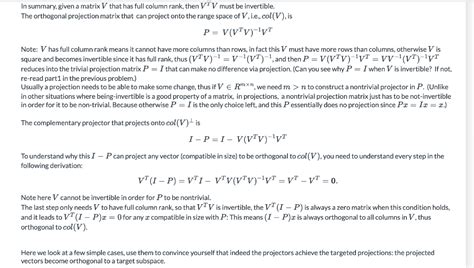In Summary Given A Matrix V That Has Full Column