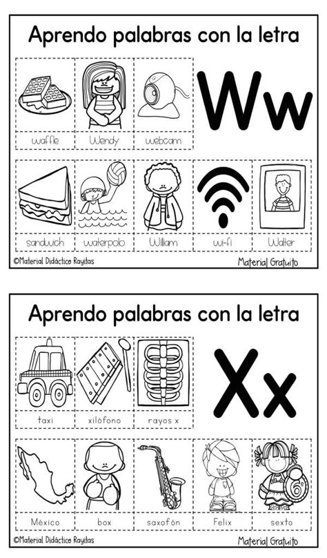 Letra X Actividades Palabras Con W Palabras Con X Actividades Para
