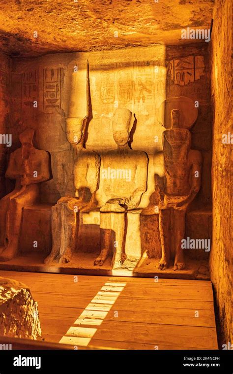 Abu Simbel Aswan Egypt February 23 2022 Sunrise Light On Statues