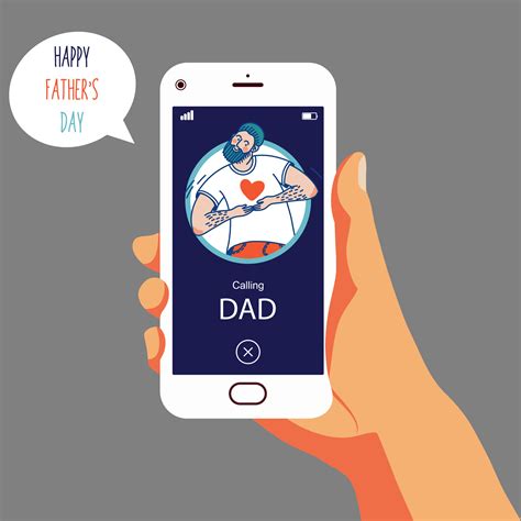 Calling Father On Smartphone Hand Holding Cellphone Calling Dad By