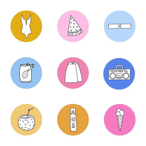 휴가를 위한 소셜 미디어 하이라이트 세트 프리미엄 벡터