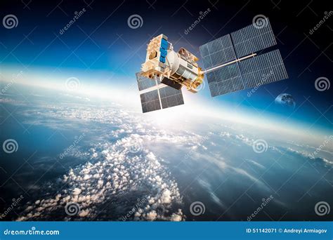 Space Satellite Over The Planet Earth Stock Image Image Of Solar