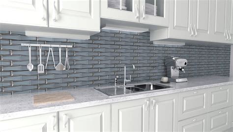 Metallic Mirror Glass Navy Blue Glossy 2x6 Brick Mosaic Tile