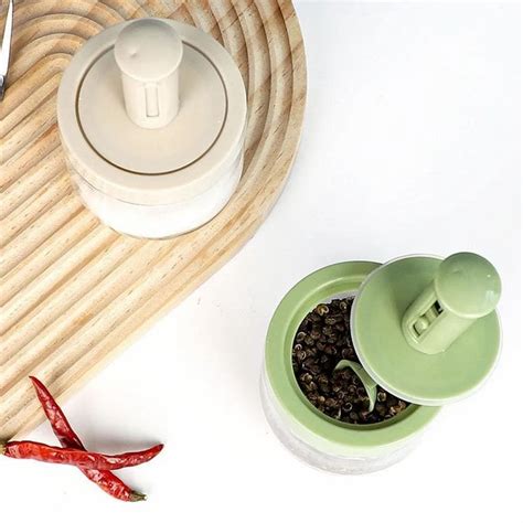 Glass Salt Container With Lid And Spoon 10 Oz For Spice Sugar Pepper