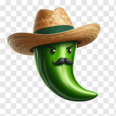 Green Chilli Wearing Man Hat Green Chilli Face Green Chilli Png