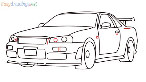 How To Draw Nissan Skyline R Gt R Step By Step Easy Phase