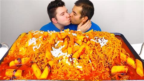 Sas Asmr Spicy Cheesy Rice Cake Noodles • Mukbang And Recipe Youtube