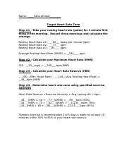 Target Heart Rate Zone Docx Name Sana Ahmed Target Heart Rate Zone Step Take Your