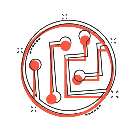Premium Vector Circuit Board Icon In Comic Style Technology Microchip Vector Cartoon