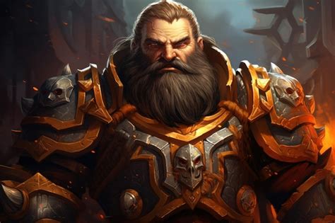 Premium Ai Image Courageous Dwarf Paladin Man Fantasy Warrior