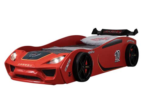 Lit Voiture De Course Rouge Avec Phares Rino 90x190 Cm Conforama