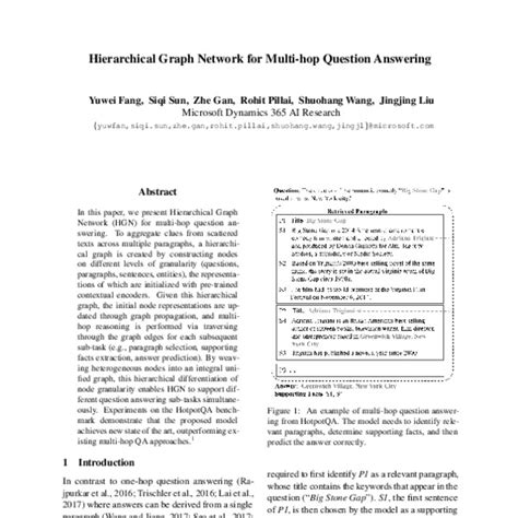 Hierarchical Graph Network For Multi Hop Question Answering Acl Anthology