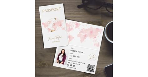 Monogram Travel Agent Passport World Map Photo Business Card Zazzle