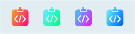 Coding Solid Icon In Gradient Colors Programming Signs Vector