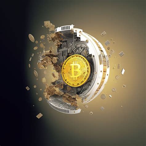 Bitcoin Exploding In Thousand Pieces Stock Illustration Illustration