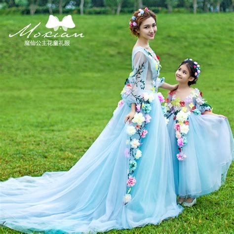 어머니 딸 웨딩 드레스 어린 소녀 요정 파티 투투 긴 드레스 어머니 엄마와 딸 공주 드레스 아이 옷mom And