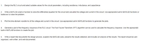 Solved Design The RLC Circuit And Select Suitable Values Chegg