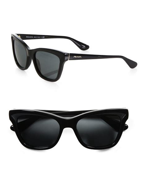 Lyst Prada Square Catseye Sunglasses In Black