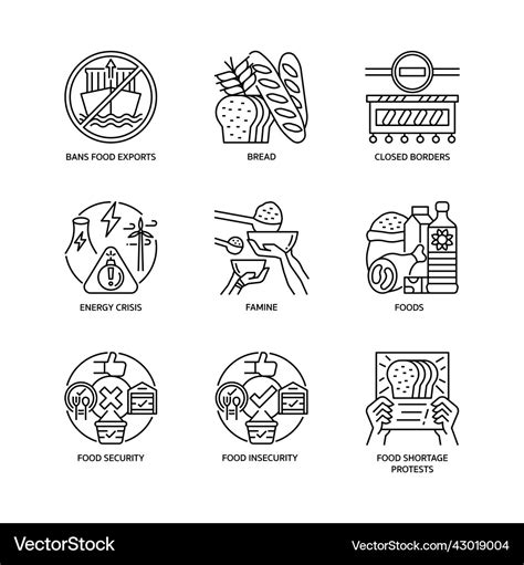 Global Food Crises Icon Set Royalty Free Vector Image