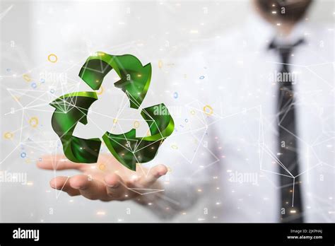A D Rendering Of Recycle Icon On Hand Eco Business Concept Stock Photo