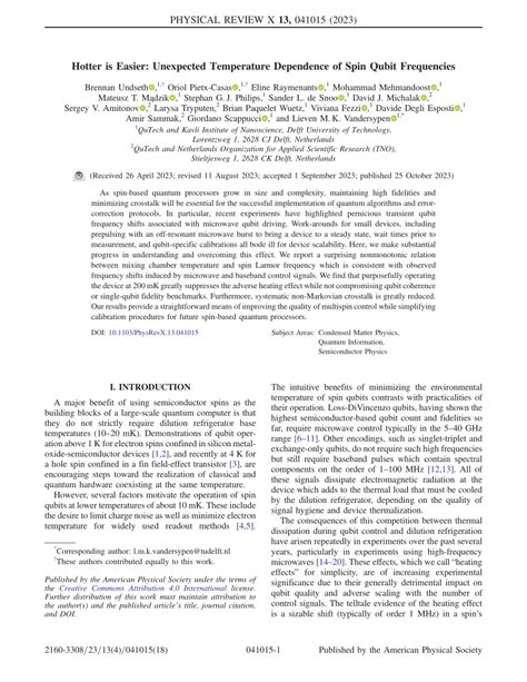 Pdf Hotter Is Easier Unexpected Temperature Dependence Of Spin Qubit