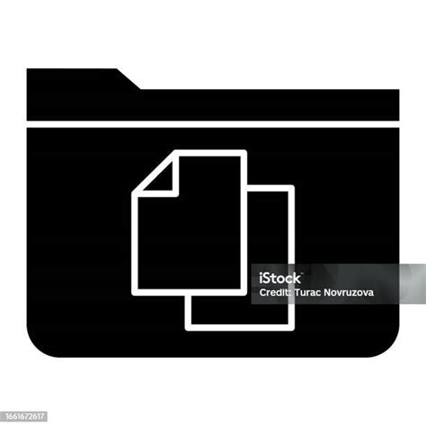 File Folder Solid Icon Folder With Documents Vector Illustration