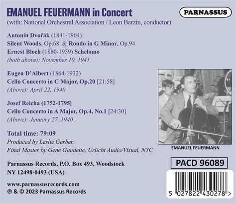 Emanuel Feuermann In Concert Cd Jpcde