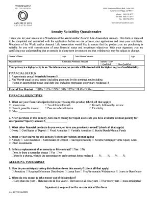 Fillable Online Annuity Suitability Form Welcome To Denver Woodmen Fax Email Print PdfFiller