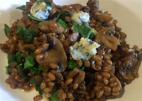 Wheatberry “risotto” With Mushrooms And Blue Cheese Auntie Eats