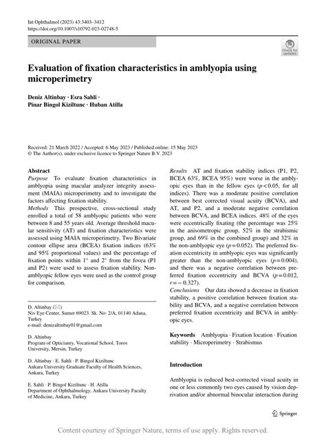 Evaluation Of Fixation Characteristics In Amblyopia Using Microperimetry