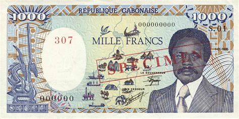 Gabun Gabon P 09s 1000 Francs 1985 Specimen 1