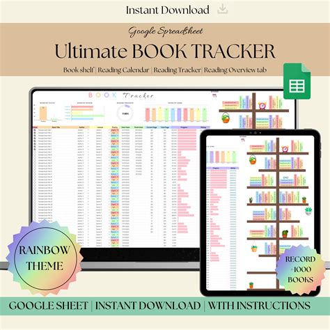 Digital Reading Journal Book Review Library Tracker Google Sheets