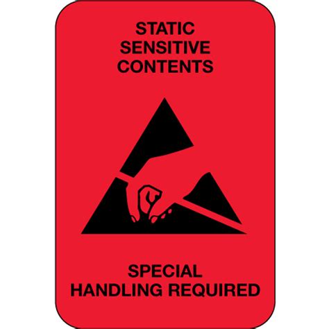 2 X 3 Static Sensitive Contents Fluorescent Red Labels Roll Of