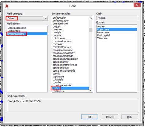 AutoCAD Field With Layout Tab Name Graitec North America