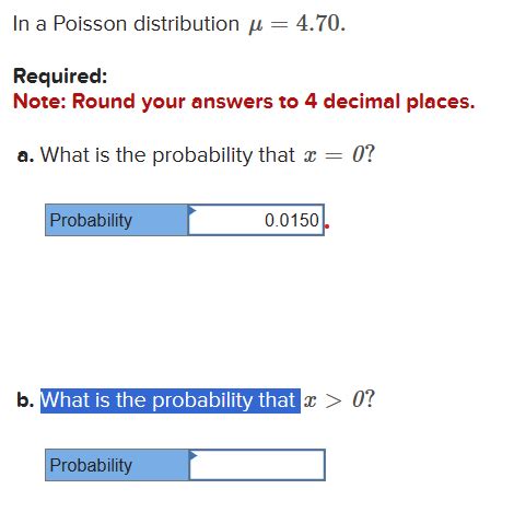 Solved In a Poisson distribution μ Required Note Chegg
