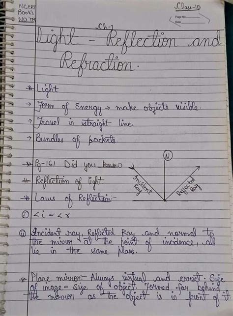 Class 10 Physics Ch 1 Light Handwritten Notes Diagrams Studigoo