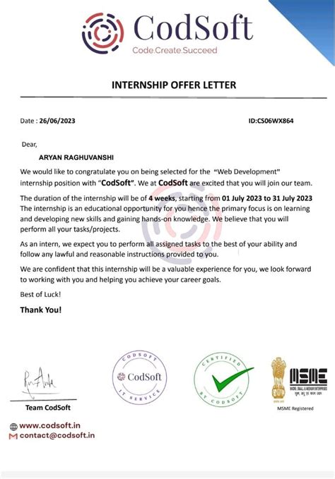 Aryan Raghuvanshi On Linkedin Connection Internship Webdevelopment Codsoft