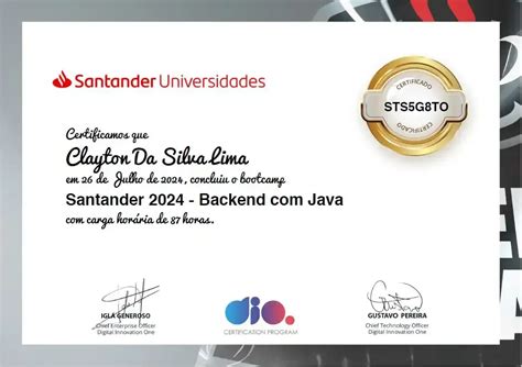 Conclusão Bootcamp Java Clayton Lima Java Dio