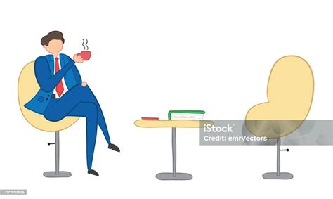 벡터 일러스트 사업가 사무실에 앉아 서 마시는 Coffe 또는 차 손으로 그린 개념에 대한 스톡 벡터 아트 및 기타 이미지 개념 경영자 기업 비즈니스 Istock