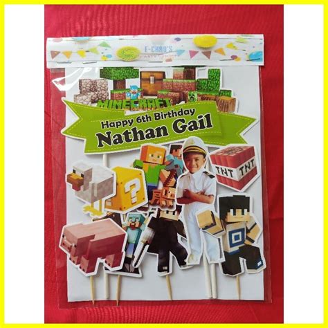 Minecraft Cake Topper Set Personalized Shopee Philippines