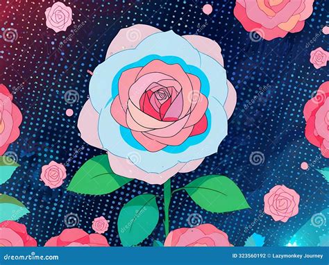Abstract Universal Trendy Geometric Flower Rose Bitmap Dithering
