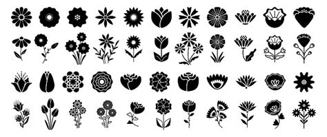 숲과 야생화 단색 스타일 식물 장식 컬렉션 새싹 줄기 및 잎이 있는 벡터 꽃 고립된 백일초 장미와 튤립 데이지와 앵초 수레국화와 달리아 0명에 대한 스톡 벡터 아트 및 기타