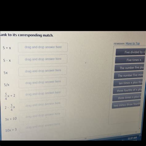 Drag The Item From The Item Bank To Its Corresponding Match