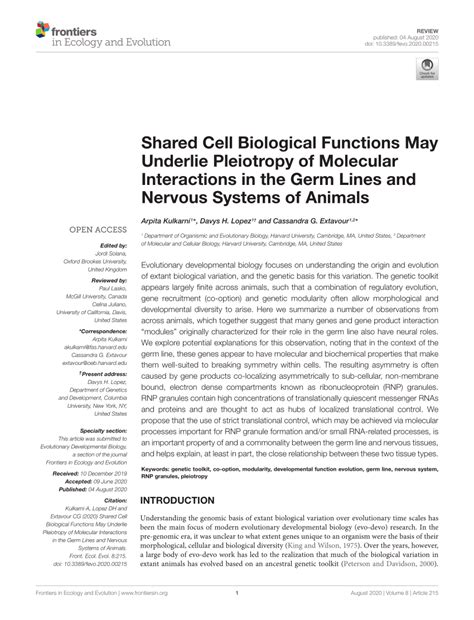 Pdf Shared Cell Biological Functions May Underlie Pleiotropy Of
