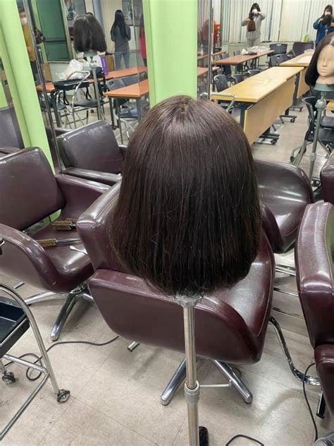 이희정 교수님 기초 드라이 실습 수업 ‘ 미디움 보브 인컬 서울종합예술실용학교 뷰티예술계열 Sac