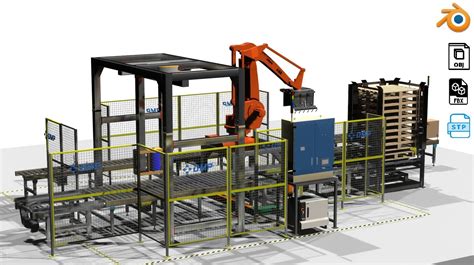 3d Model Full Line Robot Palletizer Industrial Dmp Project Abb 660 Vr Ar Low Poly Cgtrader