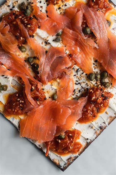 Matzo Crackers With Cream Cheese Capers And Lonsa Aajis