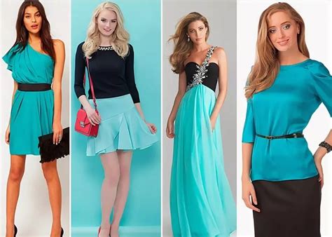 Сочетания с бирюзовым в одежде - 85 фото