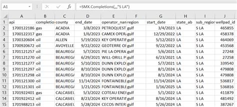 Completions Synmax Excel Add In Documentation
